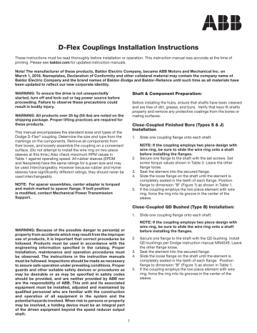 Dodge D-Flex Couplings Installation instructions | Manualzz
