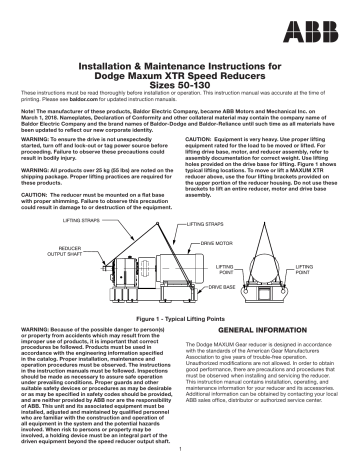 Dodge Maxum XTR Speed Reducers Sizes 50-130 Instructions | Manualzz
