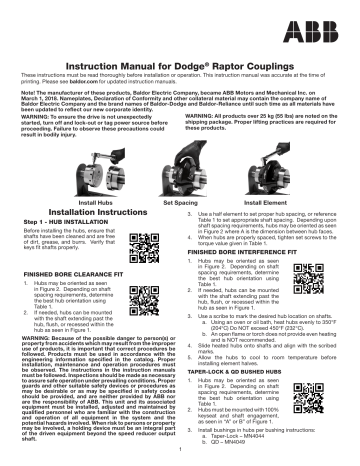 Dodge Raptor Couplings Instruction manual | Manualzz