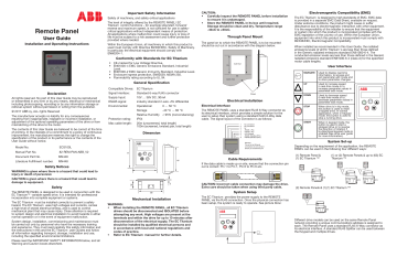 Baldor-Reliance Remote Panel Operating instructions | Manualzz