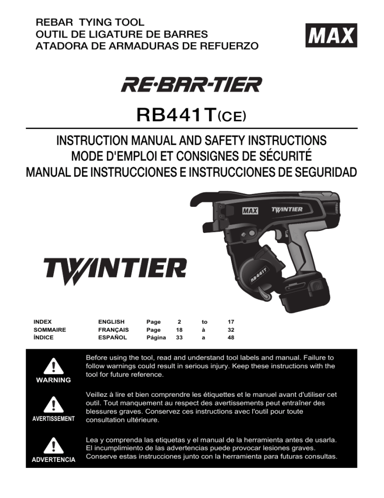 Max RB441T Owner's manual | Manualzz