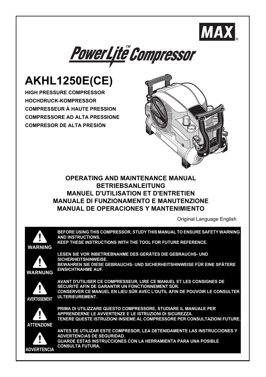 Max AKHL1250E(CE) Bedienungsanleitung | Manualzz
