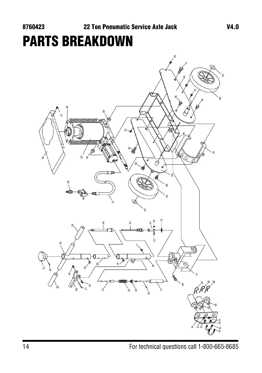 Power Fist 8760423 22 Ton Pneumatic Service Jack Parts List | Manualzz