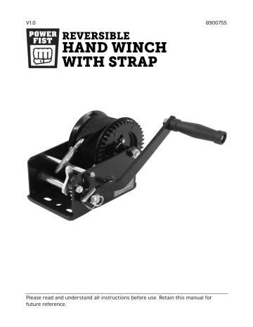 Power Fist 8900755 2,000 lb 2-Speed Reversible Hand Winch Owner's ...