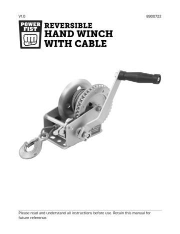 Power Fist 8900722 1,200 lb Reversible Hand Winch Owner's Manual | Manualzz