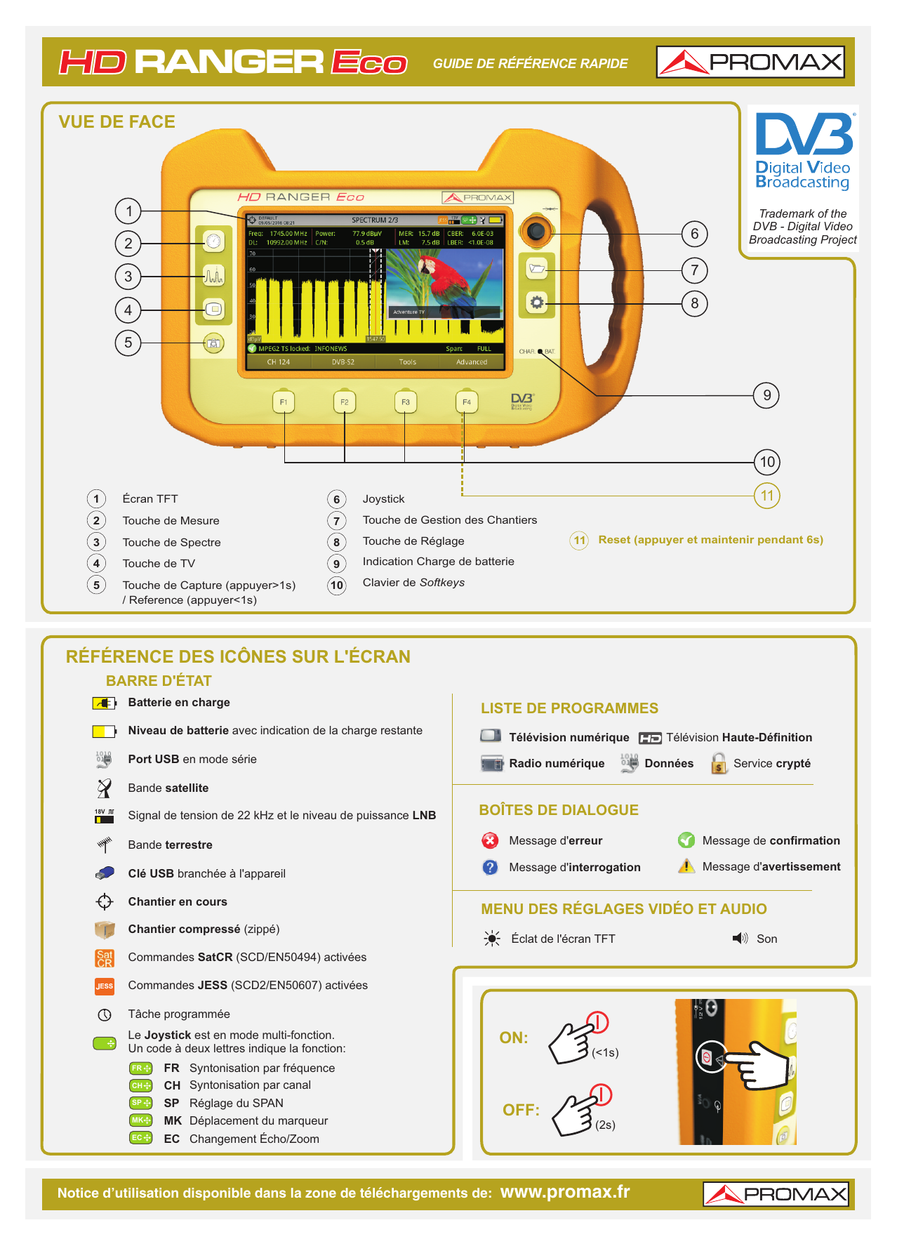 Promax HD RANGER Eco Reference guide | Manualzz