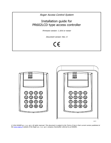 Roger PR602LCD-DT Installation Guide | Manualzz