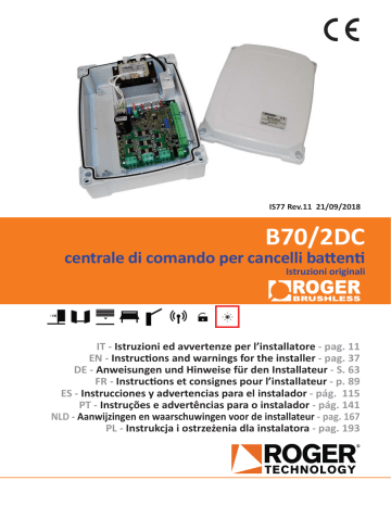 Roger Technology B70/2DC/BOX Control Board Manual | Manualzz