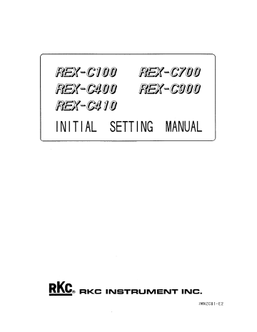 RKC Instrument REX-C900 Initial Setting Manual | Manualzz