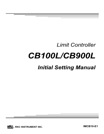 RKC Instrument CB100L Initial Setting Manual | Manualzz