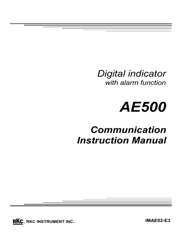 RKC Instrument AE500 Communication Instruction Manual | Manualzz