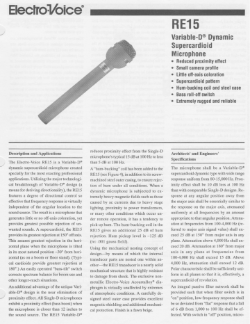 Electro-Voice RE15 Data Sheet | Manualzz