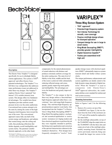 Electro-Voice Variplex System Data Sheet | Manualzz