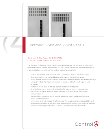 Control4 2-Slot and 5-Slot Panels Data Sheet | Manualzz