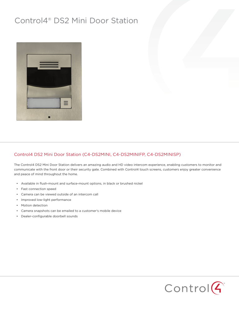 Control4 DS2 Mini Door Station Datasheet | Manualzz