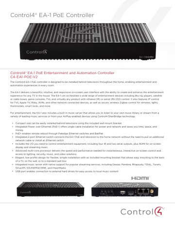 Control4 C4-EA1-POE-V2 EA-1 PoE Data Sheet | Manualzz