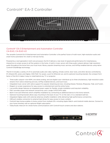 Control4 C4-EA3-V2 EA-3 Data Sheet | Manualzz