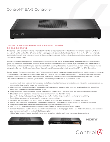 Control4 C4-EA5-V2 EA-5 Data Sheet | Manualzz
