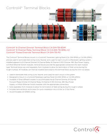 Control4 Terminal Blocks Data Sheet | Manualzz