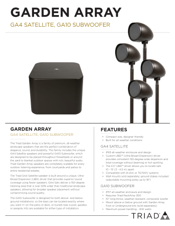 Control4 Triad Garden Array Speakers Data Sheet | Manualzz