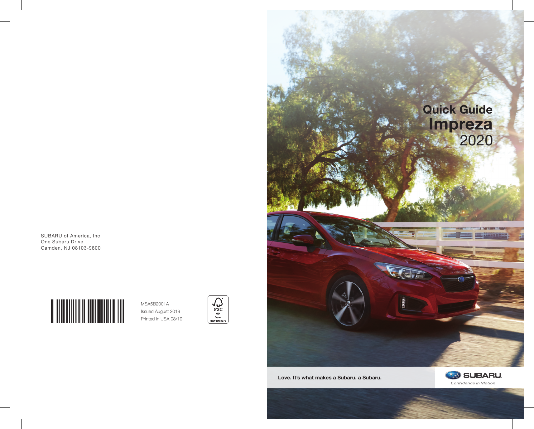 Subaru 2020 Impreza Quick start guide | Manualzz