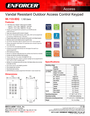SECO-LARM SK-1123-SDQ Vandal Resistant Outdoor Access Control Keypad ...
