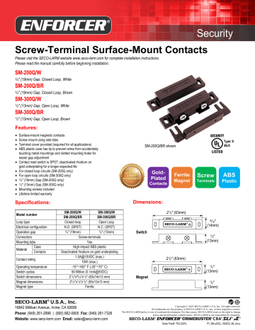 SECO-LARM SM-200Q/W Screw-Terminal Surface-Mount Magnetic Contacts ...