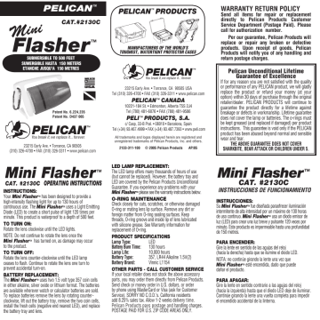 Pelican 2130 Mini Flasher Specialty Light Instruction Sheet | Manualzz