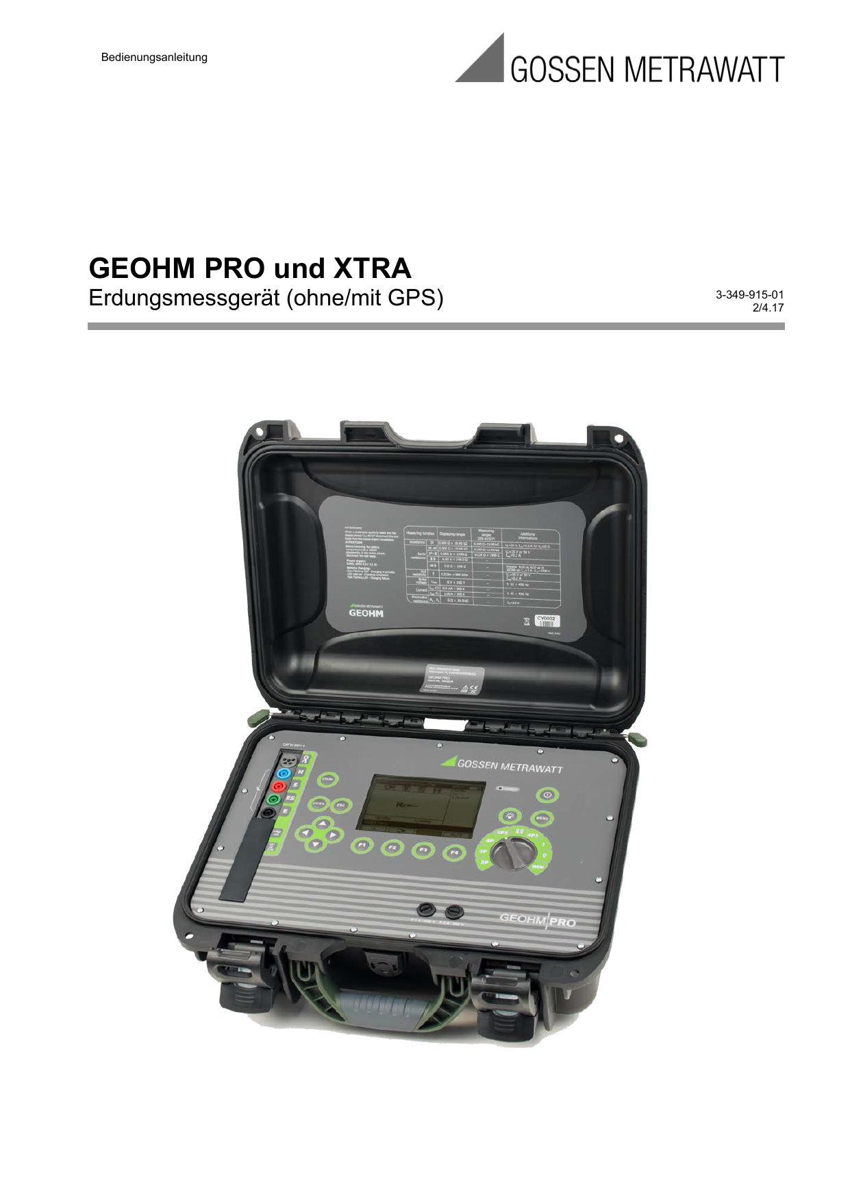 Gossen MetraWatt GEOHM PRO / XTRA Bedienungsanleitung | Manualzz