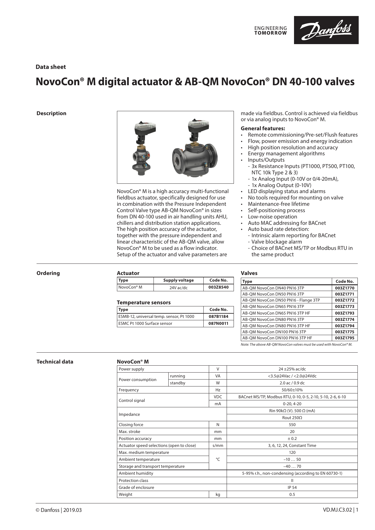 Danfoss NovoCon M digital actuator_AB-QM NovoCon DN 40-100 valves ...
