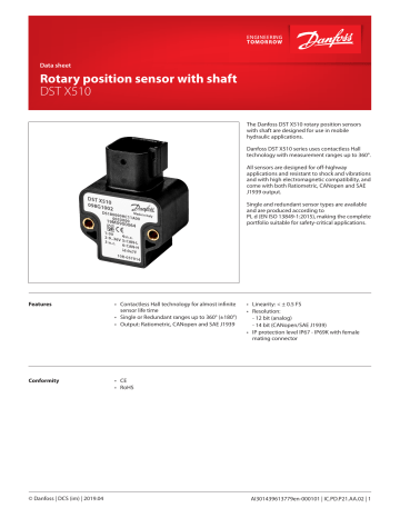 Danfoss DST X510 Rotary position sensor Data Sheet | Manualzz