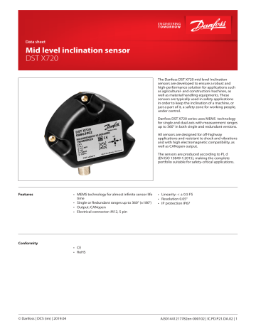 Danfoss DST X720 Mid level inclination sensor Data Sheet | Manualzz