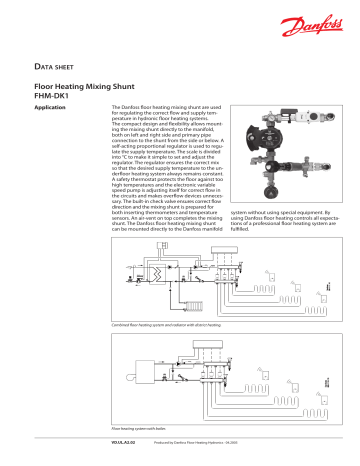 Danfoss Floor heating mixing shunt, FHM-DK1 Data Sheet | Manualzz