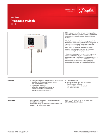 Danfoss Pressure switch, type KP-E Data Sheet | Manualzz