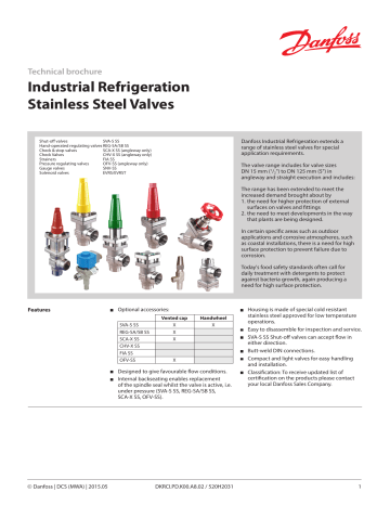 Danfoss Industrial Refrigeration Stainless Steel Valves - SVA-S SS, REG ...