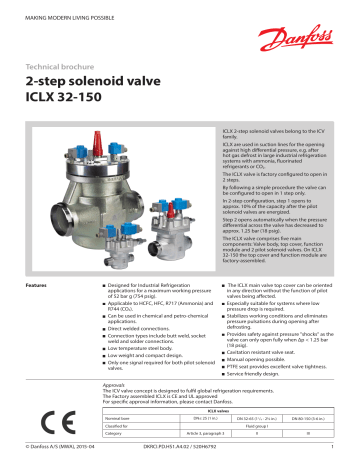Danfoss 2-step solenoid valve, ICLX 32-150 Data Sheet | Manualzz