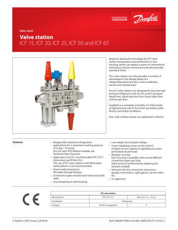 Danfoss ICF valve station, type ICF 15, ICF 20, ICF 25, ICF 50 and ICF 65 Data Sheet | Manualzz