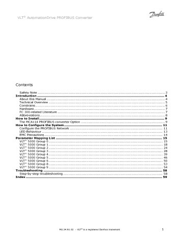 Danfoss VLT® 5000 Converter MCA 114 Operating Guide | Manualzz