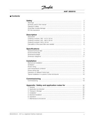Danfoss VLT® AHF 005/010 Operating Operating Guide | Manualzz