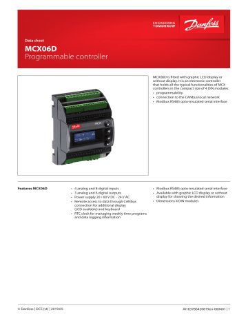 Danfoss MCX06D Programmable controller Data Sheet | Manualzz