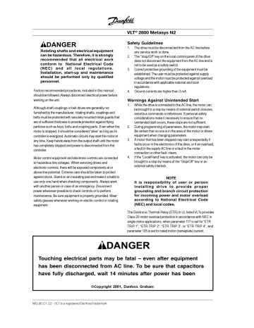 Danfoss VLT® 2800 Metasys N2 Operating Guide | Manualzz