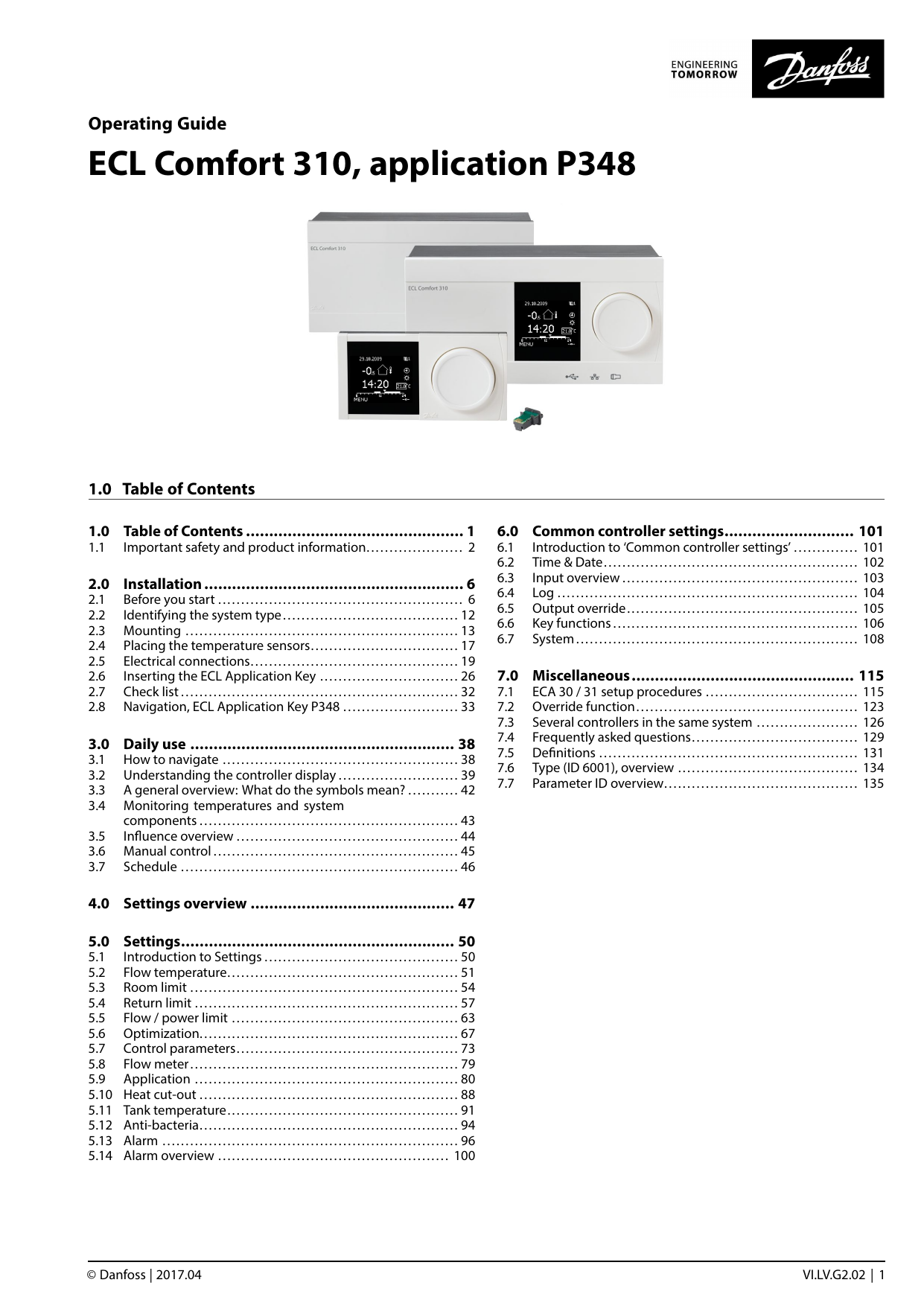 Danfoss ECL Comfort 310, P349 Operating instructions | Manualzz