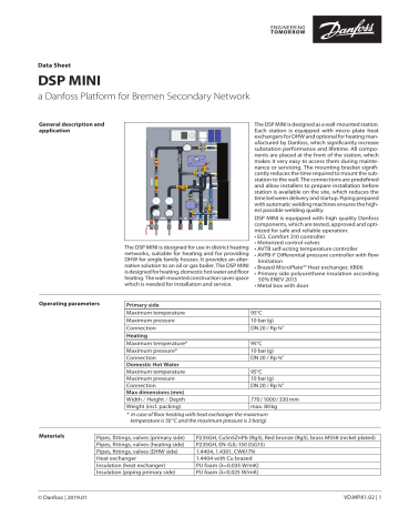 Danfoss DSP MINI Bremen Data Sheet | Manualzz