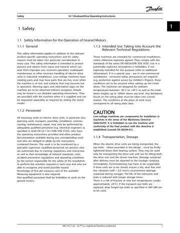 Danfoss VLT® OneGearDrive Operating Operating Guide | Manualzz