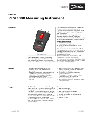 Danfoss PFM 1000 Measuring Instrument Data Sheet | Manualzz