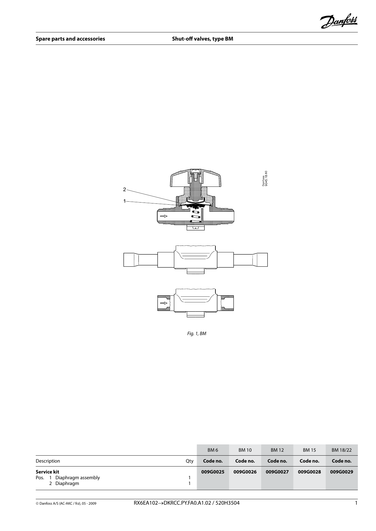 Danfoss Shut-off valve, type BM Datasheet | Manualzz
