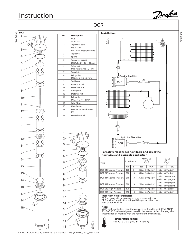 Danfoss DCR Installation guide | Manualzz