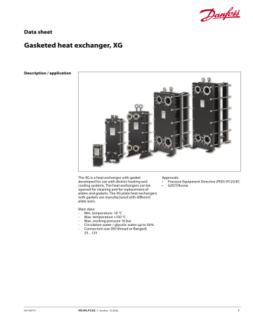 Danfoss XG Gasketed heat exchanger Data Sheet | Manualzz