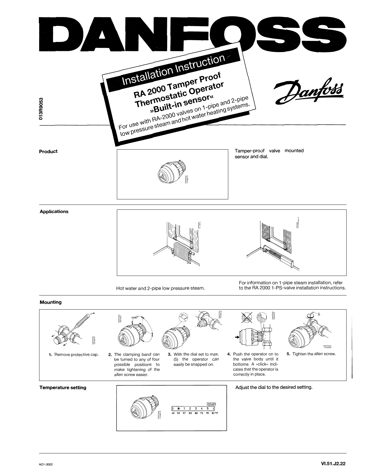 Danfoss RA2000 Tamperproof Installation Guide | Manualzz