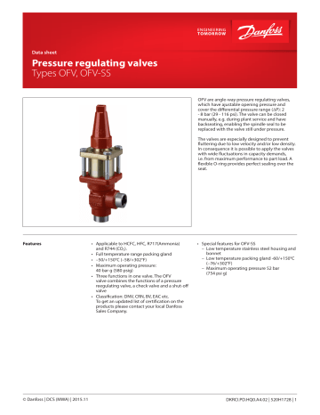 Danfoss Pressure regulating valves, types OFV, OFV-SS 20 - 25 Data ...